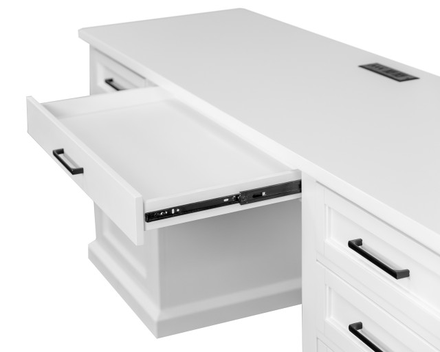 Modern Wood Desk Office Writing Table Credenza Fully Assembled White ...