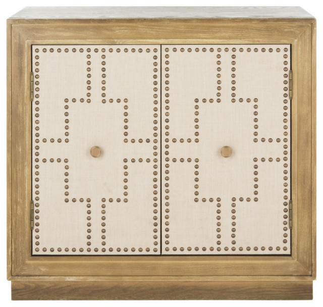 Liza 2 Drawer Chest Rustic Oak/ Beige Linen - Transitional - Accent ...