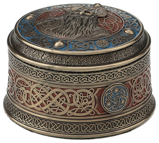 Norse God Odin Round Viking Trinket Box - Traditional - Jewelry Boxes ...