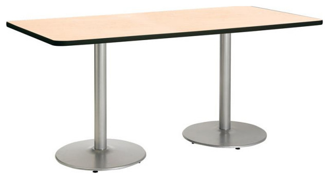 KFI Mode 42" x 96" Conference Table Natural Round Silver Base Standard ...