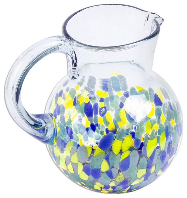 Novica Handmade Tropical Confetti Recycled Glass Pitcher - Contemporary ...