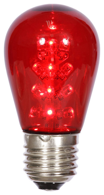 S14 LED Red Transparent Plastic 130Volt Bulb, 5 per pack, S14 Medium - Led Bulbs - by Vickerman ...