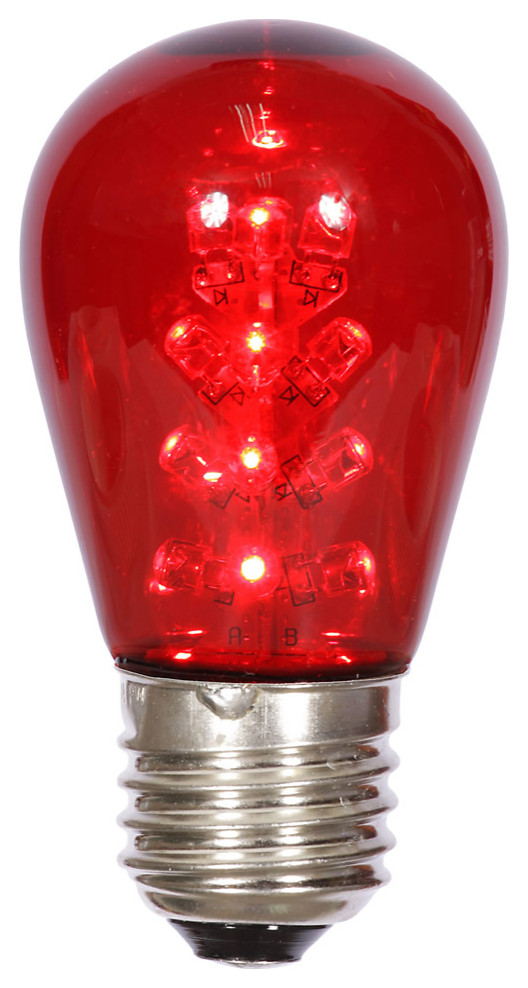 S14 LED Red Transparent Plastic 130Volt Bulb, 5 per pack, S14 Medium ...