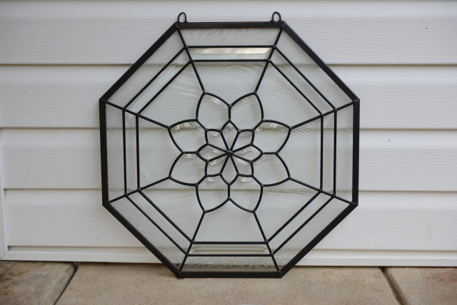 Handcrafted All Clear glass Octagon Beveled window panel 20" x 20 ...