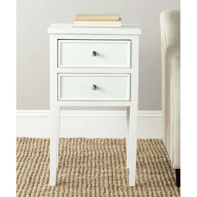 Nautical Rustic White Nightstand with Poplar Wood Frame and 2 Storage ...