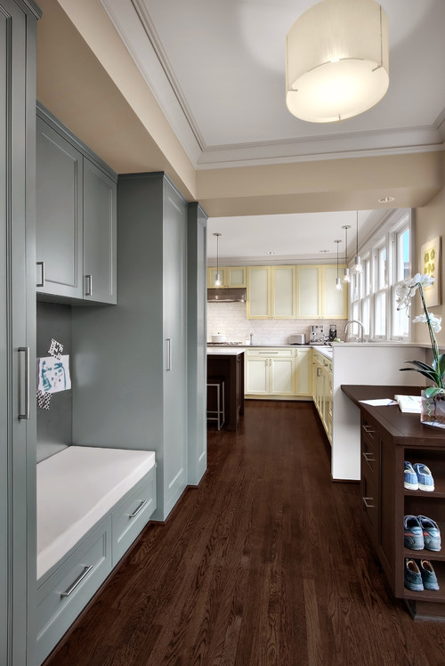What is the bluey-grey colour used onthe mudroom cabinets?