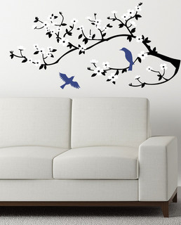 Lovely Birds on a Cherry Branch Decal - Contemporary - Wall Decals - by ...