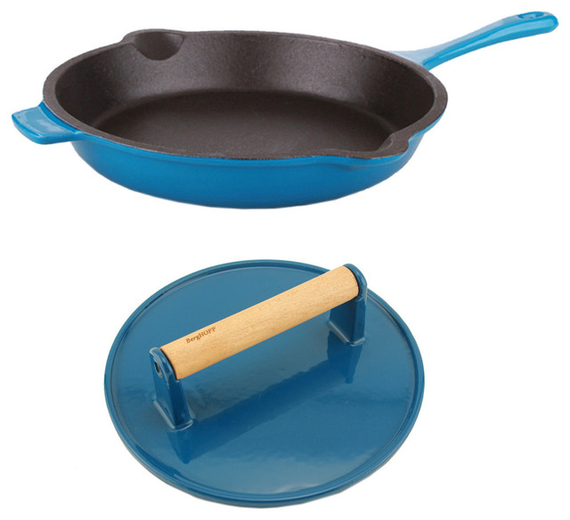 Cast Iron 2 Piece Set, Blue - Traditional - Frying Pans And Skillets ...