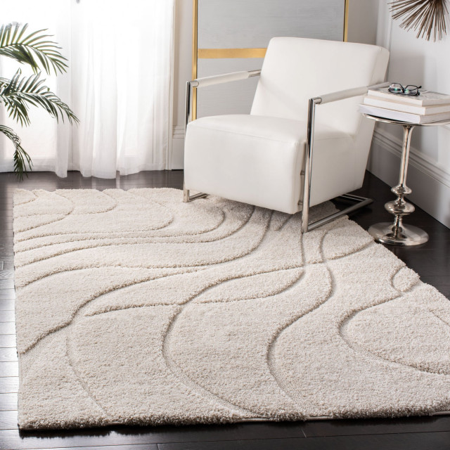 Safavieh Shag Sg471 Geometric, Shag Rug, Creme and Creme, 4'0"x4'0 ...