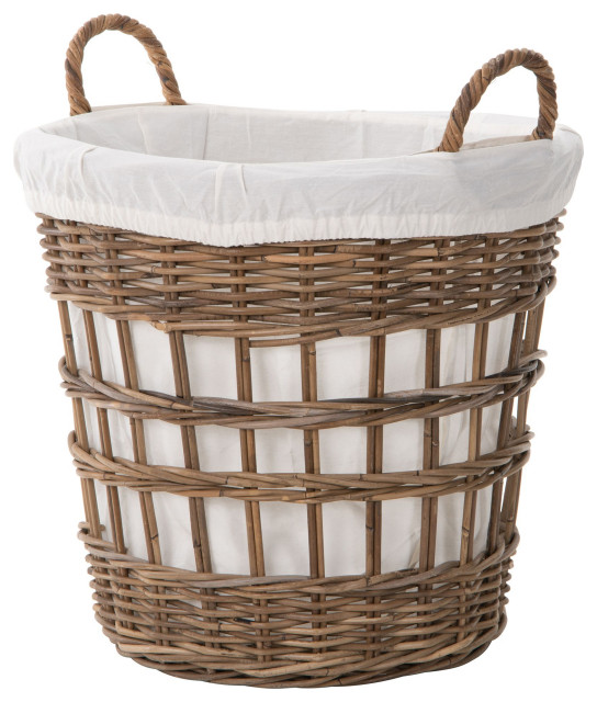 Round Rattan Storage and Laundry Basket WithLiner - Tropical - Hampers ...