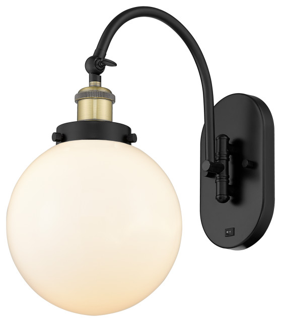 Innovations 918-1W-SN-G201-8 Beacon 1 Light 8" Sconce - Industrial ...
