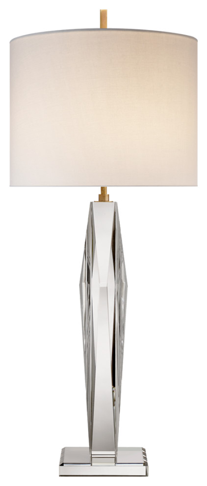 Castle Peak Narrow Table Lamp With Cream Linen Shade - Transitional ...