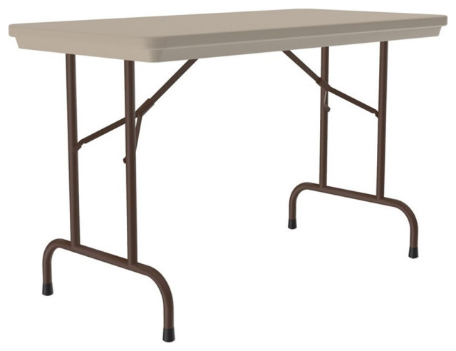 UrbanPro 29" Metal & Plastic Resin Folding Table in Mocha Granite Gray ...
