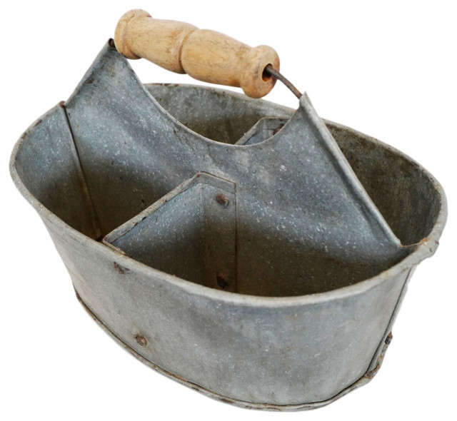 Consigned Galvanized 4-Way Bucket - Farmhouse - Baskets - by Design Mix ...