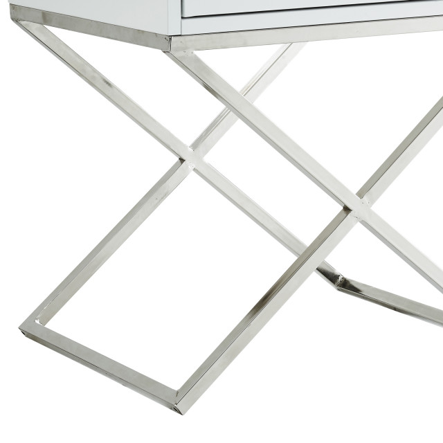 Katie Square Lacquer-Finish X-Metal Leg Nightstand - Contemporary ...