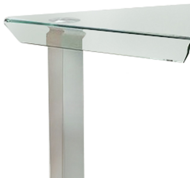 Jan 39" Counter Height Glass Table, Square Top, Curved, Chrome Legs ...