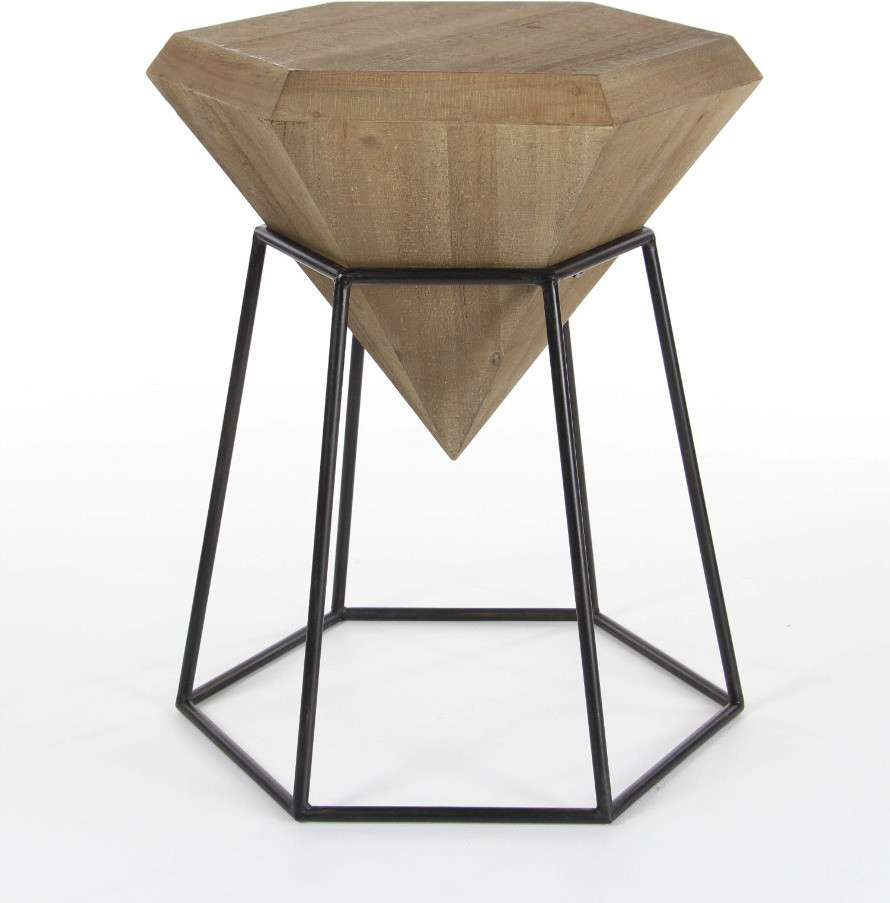 Diamond Shaped Wood Metal Accent Table - Industrial - Side Tables And ...