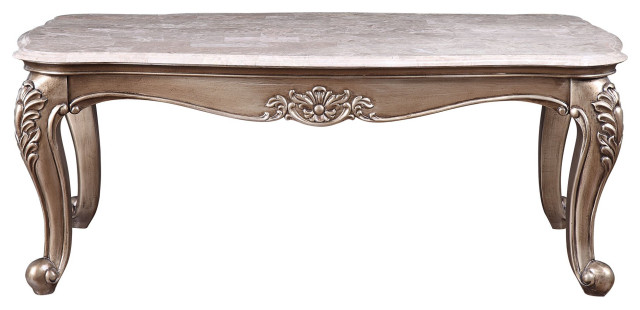 Vintage Marble Coffee Table with Elegant Queen Anne Legs, Champagne ...