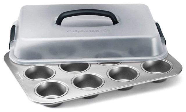 Simply Calphalon Nonstick Bakeware 12 Cup Covered Cupcake Pan ...