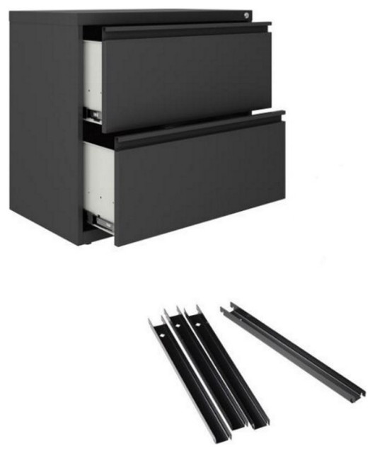 Hirsh 30"W 2 Drawer Metal Lateral Cabinet Set Charcoal with Front to ...