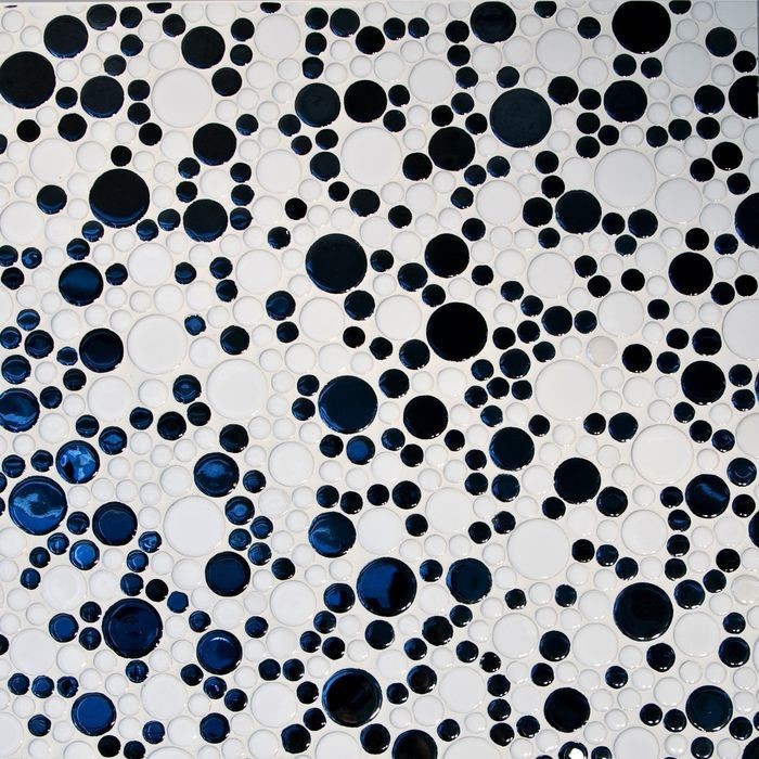 Bubble Porcelain Circle Mosaic Tile, Dark Gray With White, Sample ...
