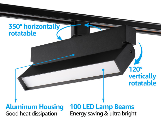 2 Pack 24W Dimmable 3CCT Track Lighting Heads, Black - Modern - Track ...