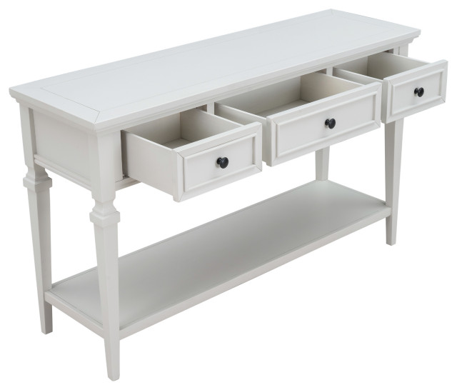 Vintage-Inspired Retro Style Console Table Three Top Drawers ...