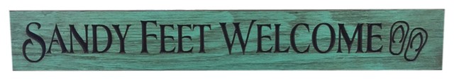 Sandy Feet Welcome Routed Carved Barnwood Sign Wall Plaque 24 Inches ...