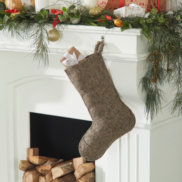 Spiral Gray Hand Felted 100% Wool Stocking - Contemporary - Christmas ...