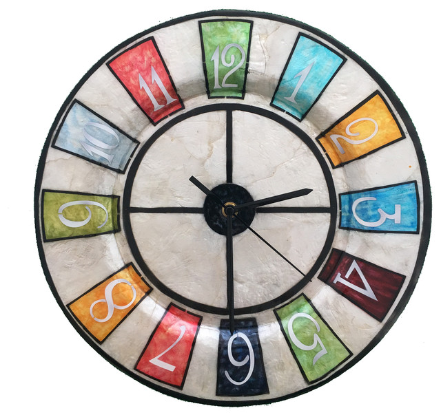 Clock with Multi Color Numbers - Contemporary - Wall Clocks - by ...