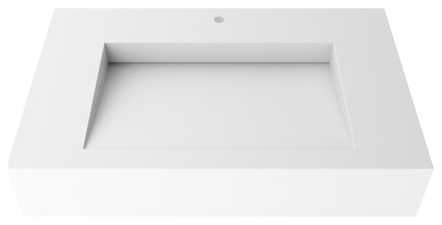 CastelloUSA Pyramid Solid Surface Wall Mounted Ramp Basin Sink, 30 ...