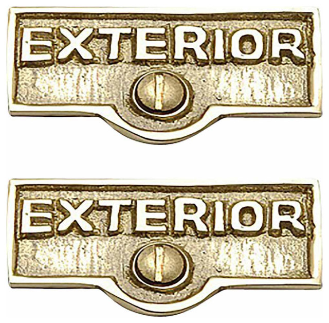 2 Switch Plate Tags EXTERIOR Name Signs Labels Brass | - Contemporary ...