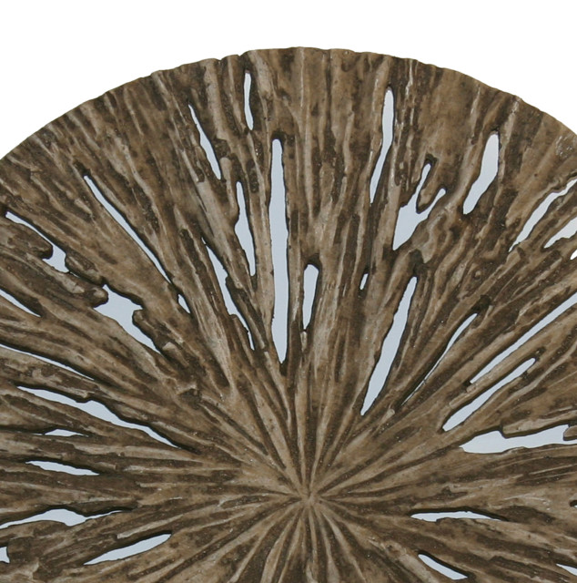 Round Shape Rotten Wood Sandstone Wall Decor with Cut Out,Medium, Oak ...