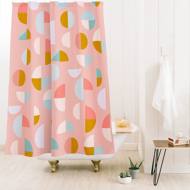 June Journal Playful Geometry Shapes Shower Curtain, 74"x71 ...