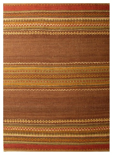 Handwoven Jute Rug, Brown, Brick Red, and Yellow, 6'x9' - Area Rugs ...