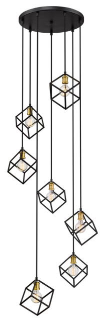 Vertical Seven Light Pendant, Bronze / Olde Brass - Contemporary ...