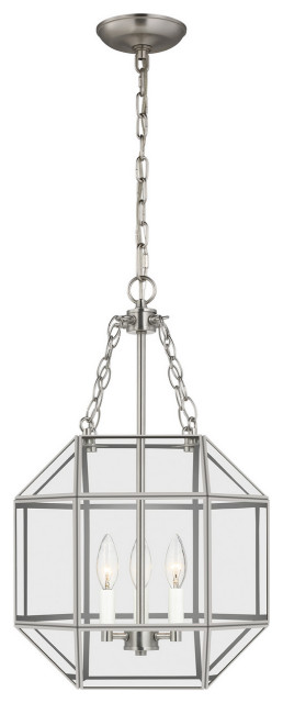 Morrison Three Light Lantern in Brushed Nickel - Transitional - Pendant ...