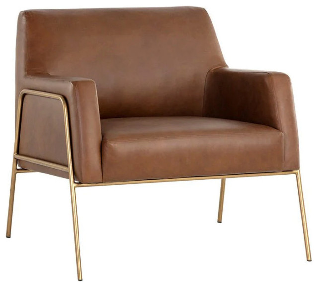 Usher Lounge Chair, Vintage Caramel Leather - Midcentury - Armchairs ...