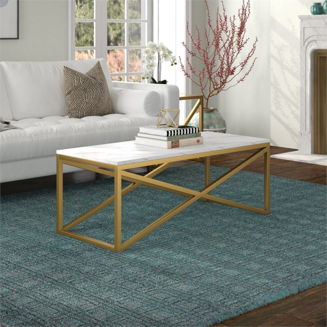 Henn&Hart 46" Gold Coffee Table - Contemporary - Coffee Tables - by ...