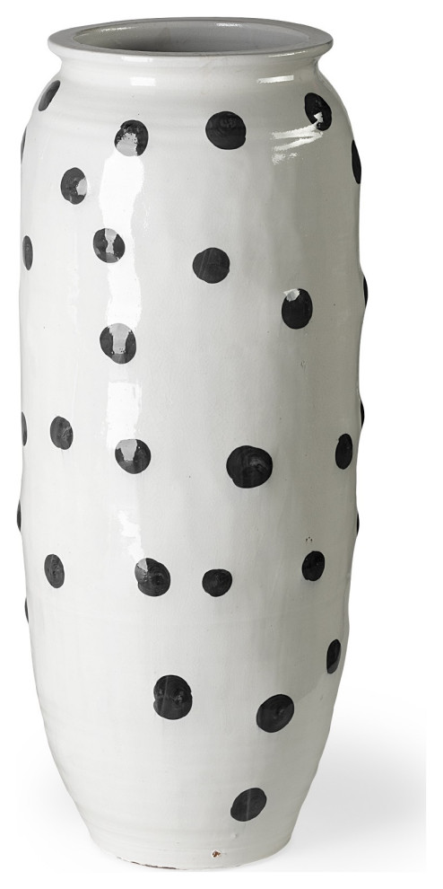 White Polka Dot Ceramic Vase - Contemporary - Vases - by UStradeENT LLC ...