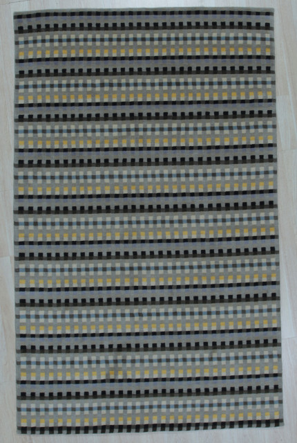 Hand Knotted Wool Stripe/CHECKERED Modern Stripe Knotted Strpied Rug, 6 ...