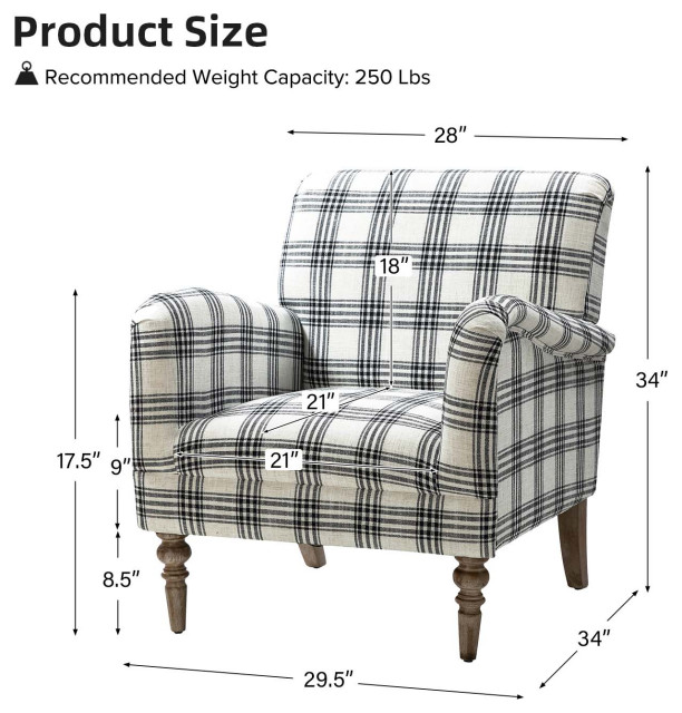 Upholstered Armchair With Checkerboard Pattern - Contemporary ...
