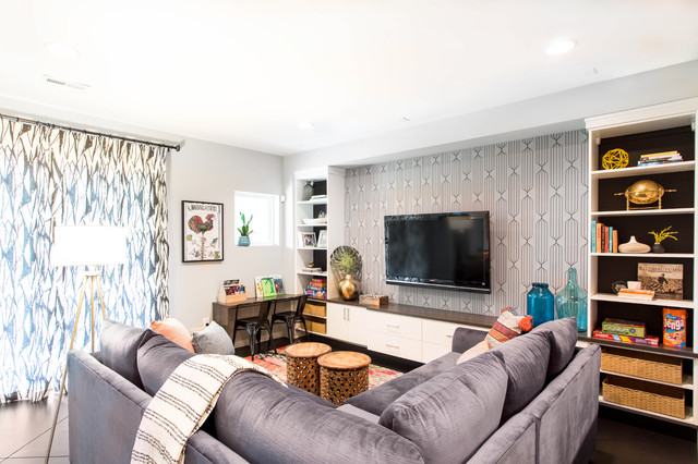 A Family Room Perks Up for Watching Football and Playing Games