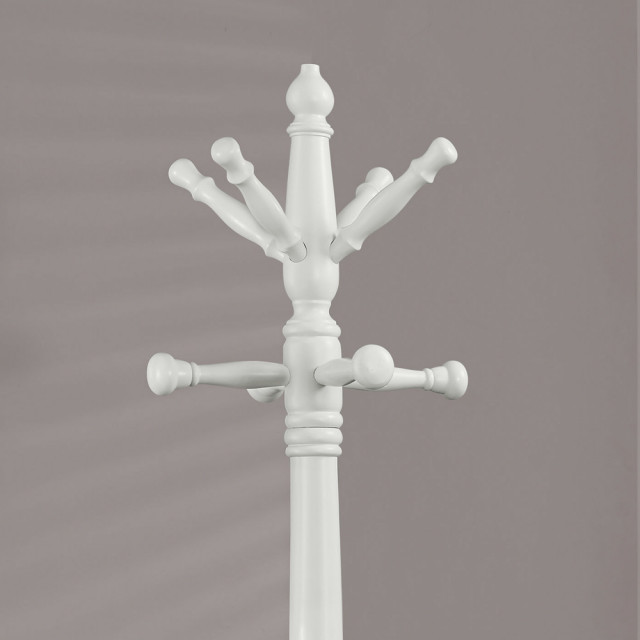 White Solid Wood Coat Rack With Triple Tiered Coat Stand - Coatracks ...