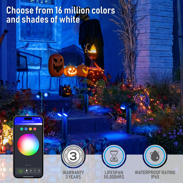 8Pack LED Smart Low Voltage Pathway Landscape Lights, APP Control ...