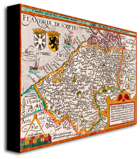 'Map of Flanders' Canvas Art by Johannes Bussemacher, 24" X 32 ...