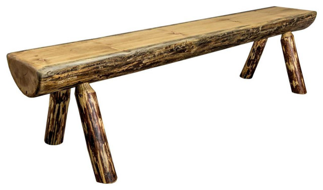 Glacier Country Collection Half Log Bench, Exterior Stain Finish, 5 Foot - Contemporary - Accent ...
