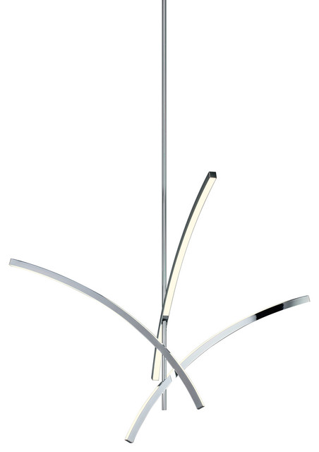 Gestures Architectural 3-Arm LED Pendant Polished Chrome - Modern ...
