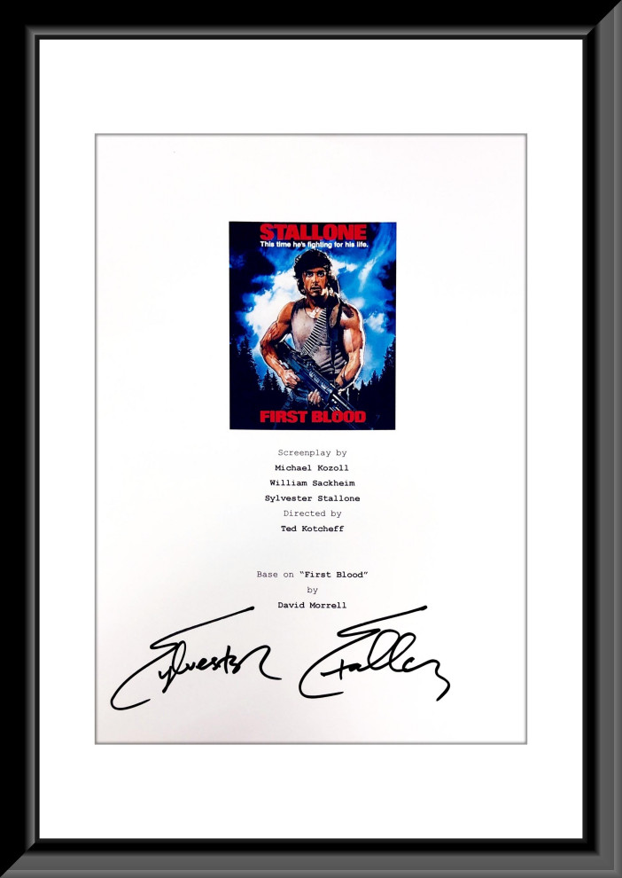First Blood signed movie script cover autographed by Sylvester Stallone ...
