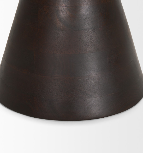 Palmera Dark Brown Wood Pedestal Side Table - Traditional - Side Tables ...